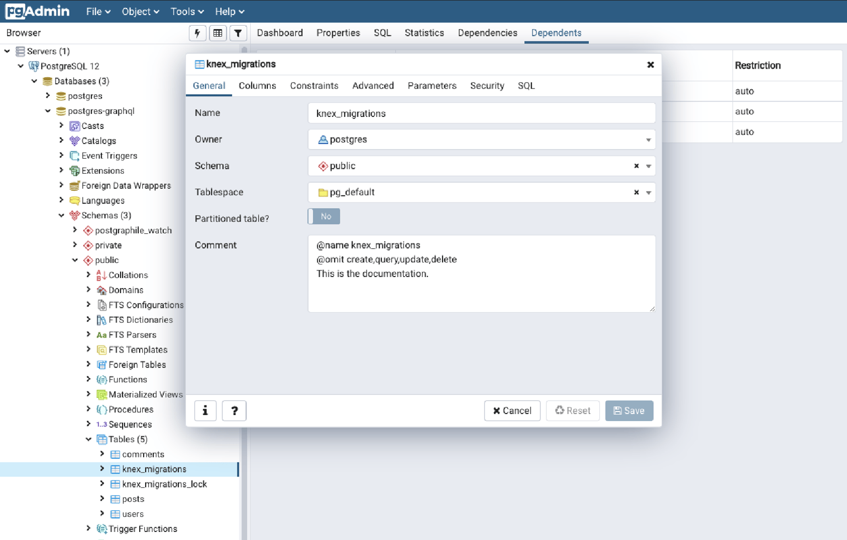GraphQL — Omit table from generating under ‘Graphiql’